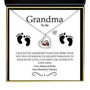 Aphrodite's Valentine's Gift for Grandma, Grandma to Be - Baby Feet Heart Pendant Necklace Baby Gift Set, Valentine's Day Gift Ideas for Grandma, Gifts for Grandmom, Valentine's Day Gift Grand Mother