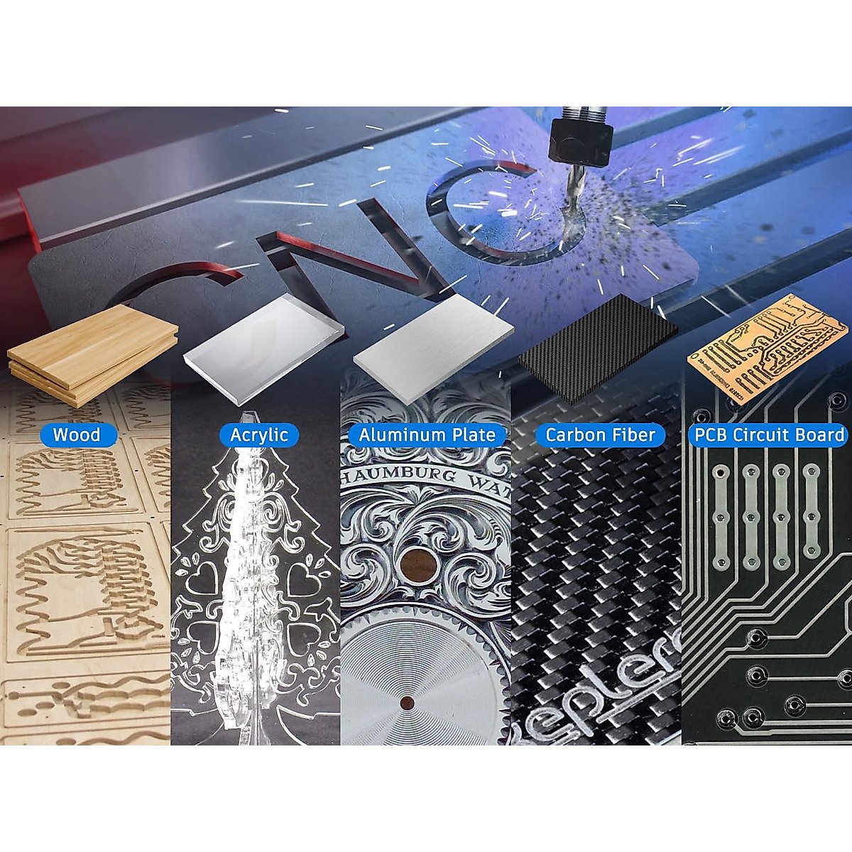 CNC Spindle, 500W CNC Spindle Motor,52mm Clamp with ER11 Collet and 10pcs Router Bit，High Precision for DIY CNC Router Milling and CNC Router Machine