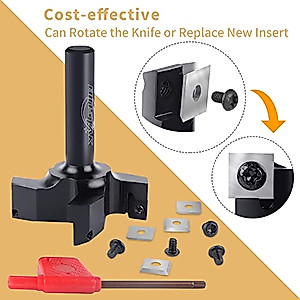 CNC Spoilboard Surfacing Router Bit, 1/2" Shank 2-1/2" Cutting Diameter, Carbide Insert Slab Flattening Router Bit Planing Bit Wood Planer Bit Woodworking Tools by BINSTAK