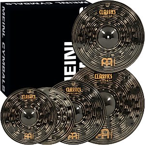Meinl Cymbal Set Box Pack with 14” Hihats, 20” Ride, 16” Crash, Plus a FREE 18” Crash – Classics Custom Dark – Made In Germany, TWO-YEAR WARRANY (CCD460+18)