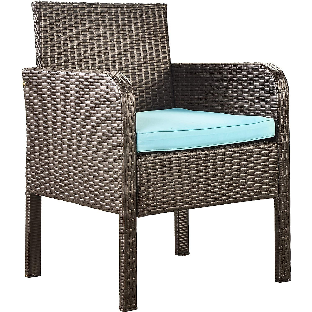 STP-Y 4 Pieces Outdoor Patio Furniture Set All-Weather Wicker Sofa Set Rattan Chair with Tempered Glass Table, Cushioned Seats Conversation Sets, Blue (Color : Blue)