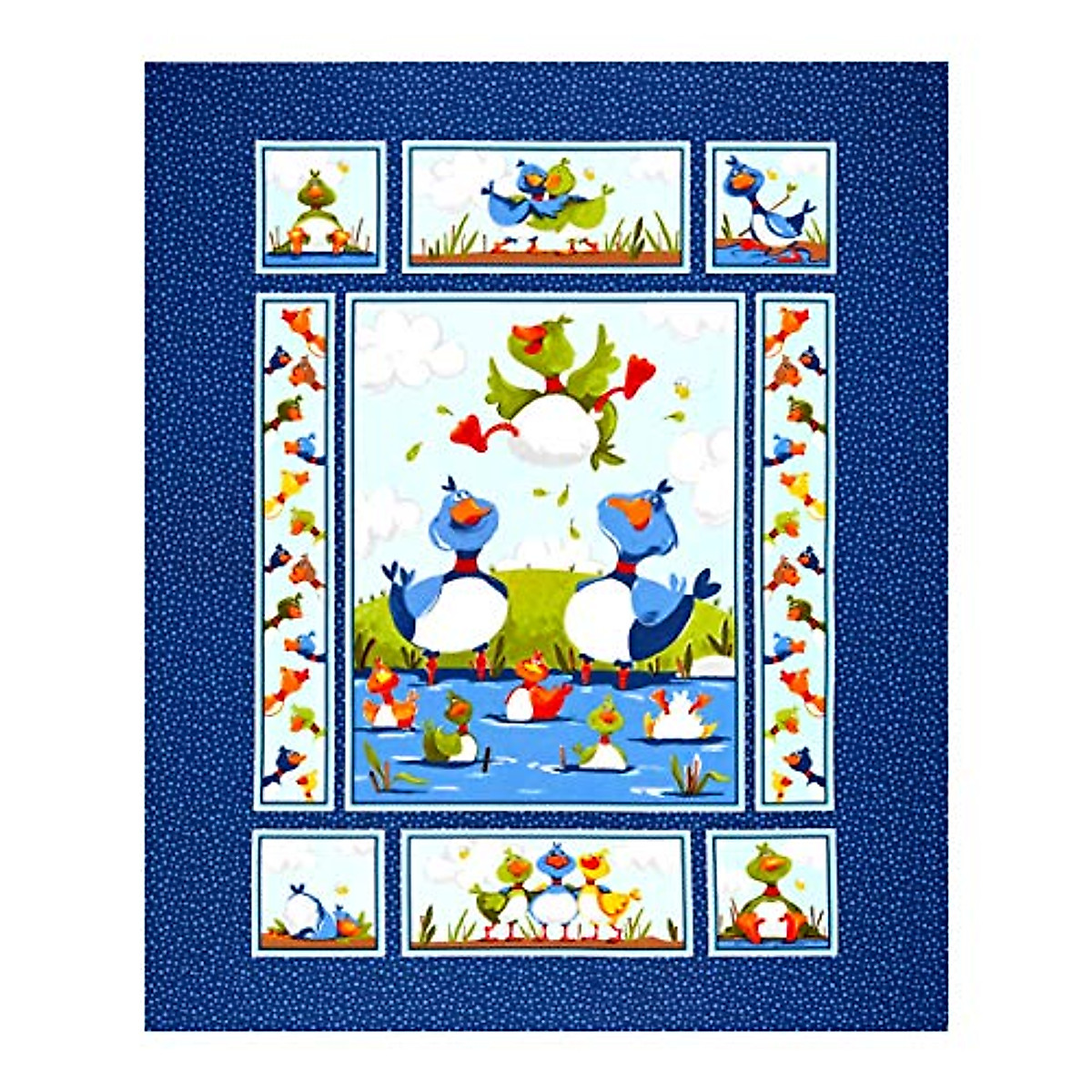 Susybee Bill & Bob Quilt 36" Panel Navy, Fabric