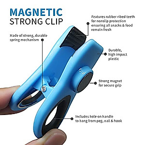 Chip Clips Magnetic for Food Bags - 10 Pcs Wanuata Strong Magnetic Clips Small, Snack Clip, Rubber Clips, for Fridge Magnetic Clip, Kitchen Storage, Bag Clips for Chips Magnetic