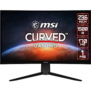 MSI G2422C, 24" Curved Gaming Monitor, 1920 x 1080 (FHD), VA, 1 ms, 170 Hz, FreeSync Premium, HDMI, DP Port, Tilt