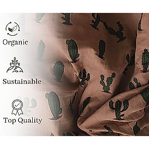 Leyl&Ari Muslin Swaddle Blanket 100% Organic Cotton Lightweight Receiving Wrap for Infant & Newborn (Cactus, 47X47)