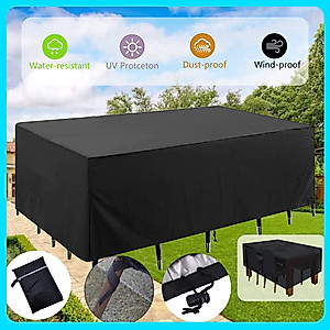 Pahajim outdoor furniture waterproof Weatherproof outdoor furniture 420D square patio table and chair covers for Outdoor Cover square bar table cover workbench cover (98 * 98 * 28)