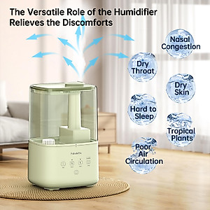 FABULETTA Humidifiers for Bedroom, Warm and Cool Mist Humidifier Large Room for Home, 4.5L Top Fill Air Humidifier with Essential Oil Diffuser, 3 Mist Levels, Timer, 45H Work Time, Quiet Sleep Mode