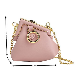 CLOTHIUM MINI Women Crossbody Bags,PU Leather Shoulder Bag with Metal Clasp Closure (pink)