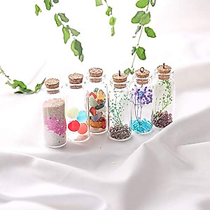 VOFUWS 48PCS 20ml Mini Glass Jars Bottles with Corks(48pcs Eye Screws and 30-meter twine and 3pcs Funnel)