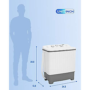 Hudada Twin Tub Washing Machine Portable Mini Compact Washer and Spin Dryer Combo, 10Lbs & 7Lbs Spinning, Small Laundry with Inlet Drain Hose for Apartment Dorm RV Home, White