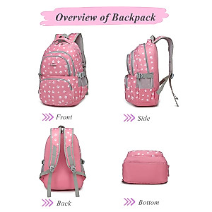 3Pcs Dog-Paw Prints Backpack and Lunch-Bag Set for Girls Middle School-Bag Elementary Bookbag Casual Daypack