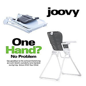 Joovy Nook High Chair Featuring Four-Position Adjustable Swing Open Tray, and Removable, Dishwasher-Safe Tray Insert for Easy Cleaning - Folds Down Flat for Easy Storage (Charcoal)