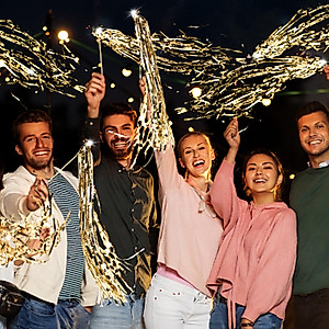 36pcs Wedding Send Off Wands, Light Up Hand Streamers with Shiny Foil Tinsel Glitter LED Ribbon Stick for Birthday Party Celebration Bridal Baby Shower