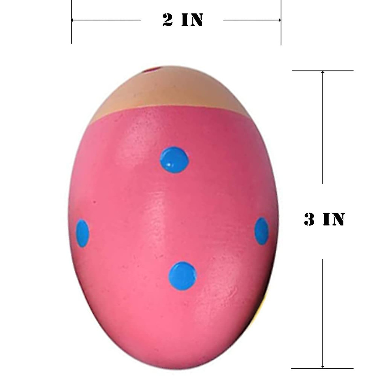 ANGJINY 6 Pack Easter Egg Shakers Maracas Natural, Wooden Musical Stocking Stuffers Percussion Instruments - basket Stuffers Easter Gift