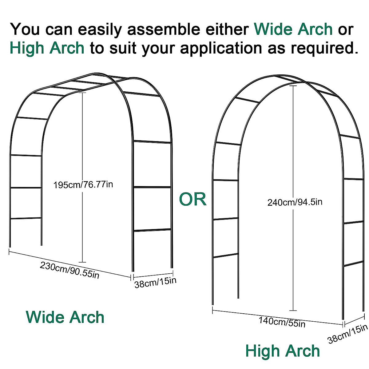 Wedding Arch Garden Arch Trellis Metal Garden Arch Garden Arbor Archway with Iron Wires for Indoor Outdoor Garden Patio Trellis Climbing Plant Garden Various Bridal Party Decoration (Black)