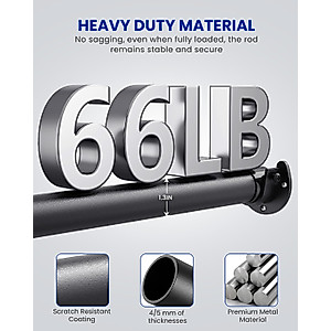 Closet Rods for Hanging Clothes, 17 to 99 Inches Stepless Adjustable Metal Closet Rod, 1.3 Inches Heavy Duty Clothes Hanging Rod for Closet Wardrobes Laundry RV