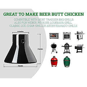 Ceramic Beer Can Chicken Holder for Smokers, Vertical Chicken Cooking Roaster - Infusing the Chicken with the Flavor-infused Steam, Accessories for Green Egg and Classic Joe, Clean-up is A Cinch