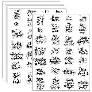 Glenmal 840 Pieces Inspirational Sticker Housekeeping Week Gifts Motivational Decal Aesthetic Words Sticker Word Sayings Decal for Teens Journaling Scrapbook(Transparent Color)