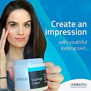 YEOUTH Day Night Cream for Face with Hyaluronic Acid, Snail Mucin and Copper Tripeptide,Hydrating Moisturizer Face Cream for Women and Men 4oz
