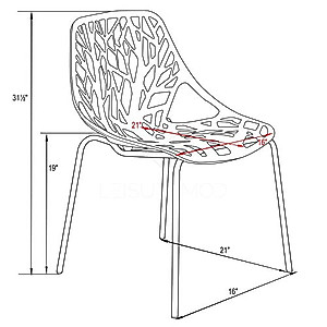LeisureMod Forest Modern Dining Side Chair with Chrome Legs (Green)