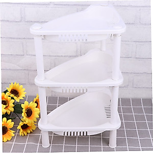 Cabilock Shelf Storage Rack 3 Square Shelves Plastic Shelving Corner Shelf Organizer Bathroom Shelves Desk Stand Rack Storage Rack Storage Shelf White Basket Triangle Basket Shelves
