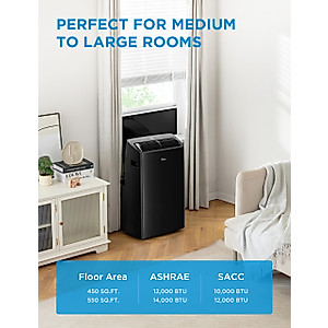 Midea Duo 14,000 BTU (12,000 BTU SACC) Smart HE Inverter Ultra Quiet Portable Air Conditioner with Heat-Cools Up to 550 Sq. Ft., Works with Alexa/Google Assistant, Includes Remote Control & Window Kit