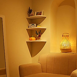 WELLAND Floating Corner Shelves Wall Mounted Display Shelf Set of 3 for Bathroom, Bedroom, Living Room, Kitchen, Office and More