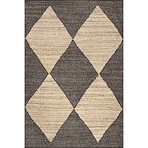 nuLOOM Pandora Diamond Jute Area Rug, 6' x 9', Black
