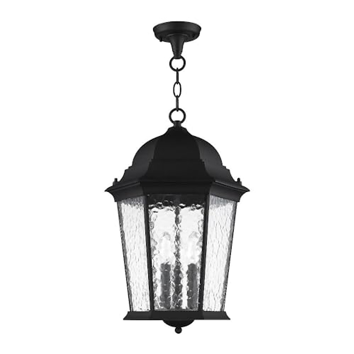 Livex Lighting 75475-14 Textured Black Outdoor Semi-Flush Mount with Clear Water Glass