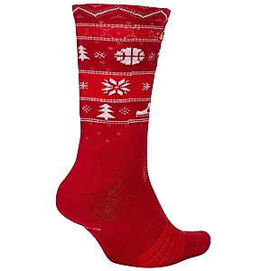 Nike Elite Basketball Crew Christmas Socks edium (Fits en Size 6-8, Women 6-10) Red/White SX7866-687