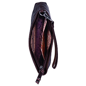 Mancini Leather Goods Casablanca Collection: Ladies’ Small RFID Wristlet (Brown)