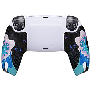 eXtremeRate PlayVital Anti-Skid Sweat-Absorbent Controller Grip for ps5 Controller, Professional Textured Soft Rubber Pads Handle Grips for ps5 Controller - Shimmering Waves