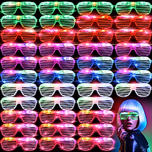 Honoson 72 Pack LED Glasses Bulk 6 Colors Light Up Glasses Glow in the Dark Party Supplies Shutter Shades Glow Sticks Neon Rave Flashing Sunglasses for Adults Mardi Gras Birthday Party Favors
