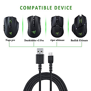 HUYUN USB Charging Cable for Razer Naga Pro 20000 DPI & DeathAdder V2 pro & Razer Basilisk & Razer Viper Ultimate Hyperspeed Lightest Cyberpunk 2077 Mouse