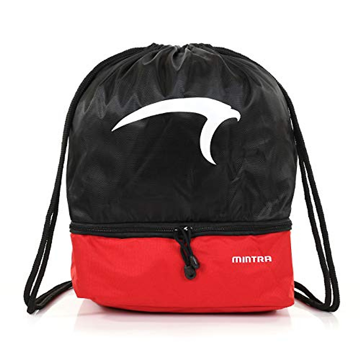Mintra Sports Drawstring Bags - (Black/Red, Stellar (12in x 18in)) Backpack, Cinch Sackpack, Bag, String, Sports, Gym, Waterproof, Unisex , Used for Gym, Sport, Workout