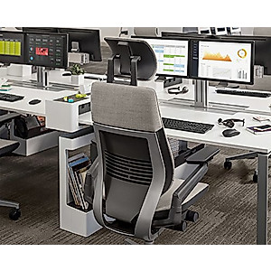 Steelcase Gesture Office Desk Chair with Headrest Plus Lumbar Support Cogent Connect Licorice 5S26 Fabric High Black Frame