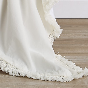 Sweet Jojo Designs Ivory Boho Bohemian Baby Girl Boy Blanket Receiving Security Swaddle Newborn Toddler Nursery Soft Minky - Gender Neutral Solid Beige Cream Off White Farmhouse Chic Minimalist Tassel