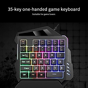 214 Gaming Keyboard,35 Keys Wired Ergonomic One?Handed Mechanical Keyboard,Plug and Play USB PC Game Keyboard with RGB Backlit,for Win2000/Win8/Win XP/Vista/for Android