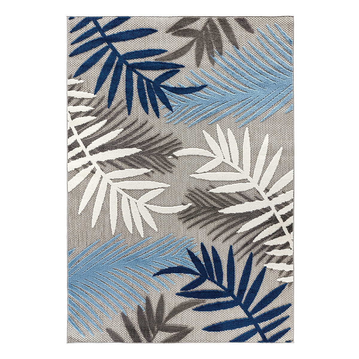 Rugshop Evora Palm Frond Non-Shedding Patio Deck Backyard Indoor/Outdoor Area Rug 5' x 7' Blue
