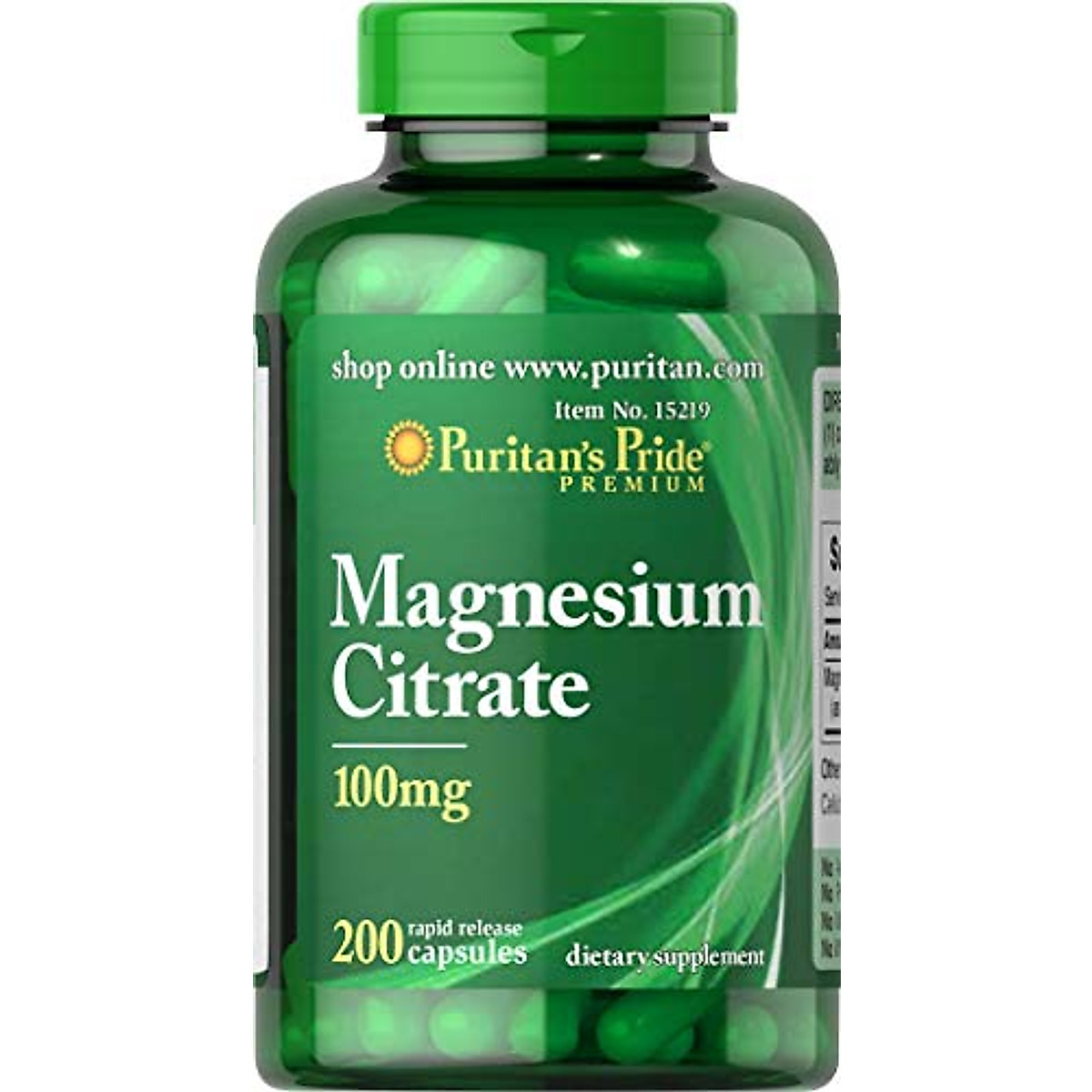 Magnesium Citrate 100 mg,Supports a Calm, Relaxed Mood, 200 Count by Puritan's Pride