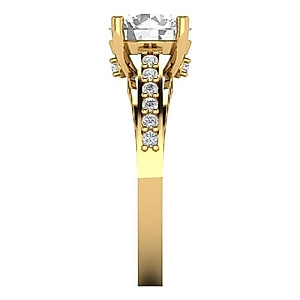 Clara Pucci 2.21 ct Round Cut Genuine Lab Grown Diamond SI1-SI2 J-K 14K Yellow Gold Bridal Wedding Engagement Designer Ring size 3.5