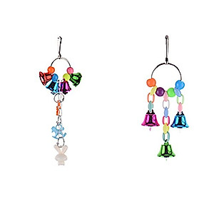 Birds Cage Accessory Parrot Macaw Chew Bell Toys Colorful Swing Hanging Toy (B)