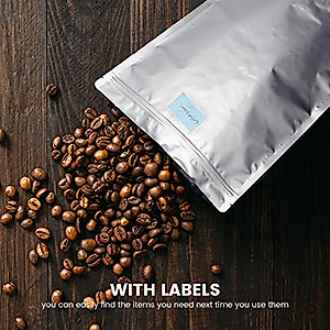 SOFTGAS 150 Pack Mylar Bags for Food Storage with Oxygen Absorbers & Labels, Resealabel Ziplock Food Grade Bags for Long Term Food Storage (4 size 4.3 * 6.3/6 * 9/7.5 * 11.5/10 * 14)