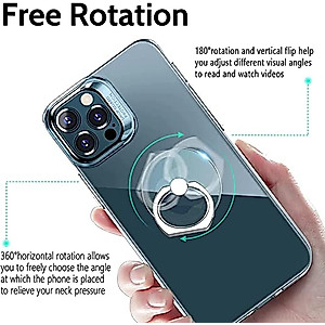 NLQHOPTS Transparent Cell Phone Ring Stand Holder, 4 Packs Phone Ring Holder Kickstands, 360° Degree Rotation Clear Finger Ring Grip Stand Compatible with Most Smartphones and Tablet