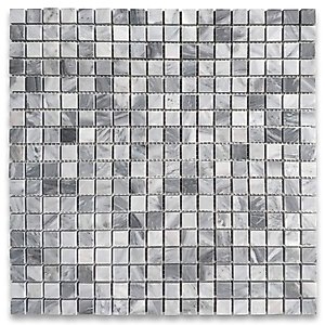 Stone Center Online Bardiglio Gray Marble 5/8x5/8 Square Mosaic Tile Polished Kitchen Bath Wall Floor Backsplash Shower (1 Sheet)