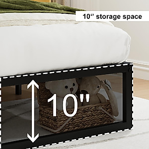 EMODA 12 Inch Full Size Bed Frame Heavy Duty Metal Platform No Box Spring Needed, Easy Assembly Noise Free, Black