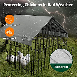 PawGiant Chicken Coop 86"×40" Chicken Run Pen for Yard with Cover Outdoor Metal Portable Chicken Tractor Cage Enclosure Crate Outside for Small Animals Duck Rabbit Hen