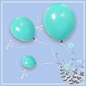 MOMOHOO Teal Balloons Garland Kit - 100Pcs 5/10/12/18 Teal Balloons Birthday Balloons Aqua Balloons, Blue Ballons for Party Wedding Decor Baby Shower, Unicorn Pastel Balloons for Garden Party