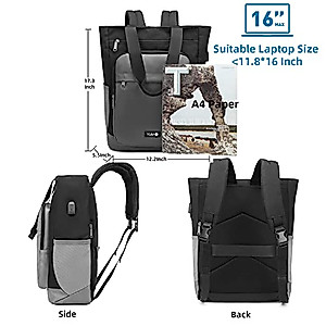 Y.U.M.C. Convertible Tote Backpack for Women Laptop Bag for School Work and Travel with 15.6 inch laptop sleeve USB Charging Port Luggage Belt Set B6065 (Black)