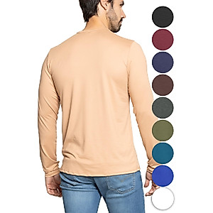 Men's Long Sleeve Crew Neck Top Beige Medium